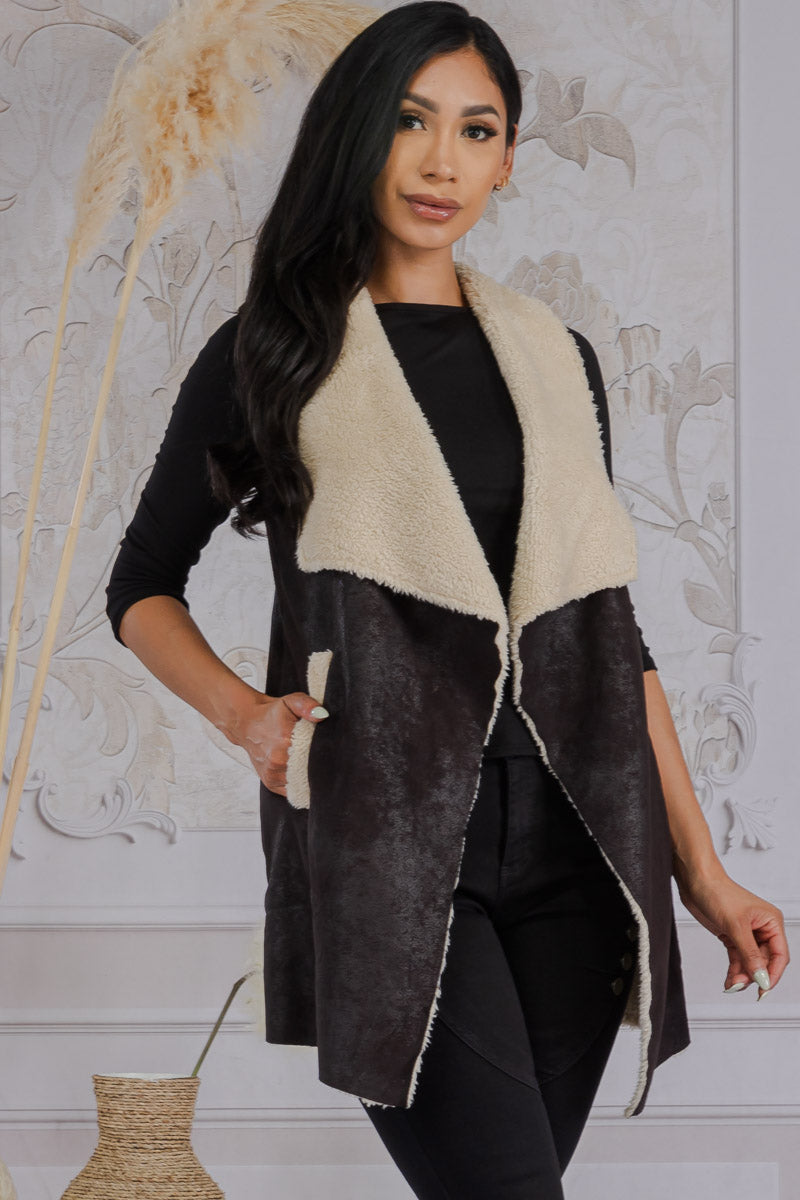 EV8004 - Faux Suede Fur Vest EV8004 - Faux Suede Fur Vest